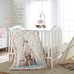 Levtex Baby - Malia Nursery Hamper - Appliqued and Embroidered Bear - Cream Canvas with Pink Floral - Nursery Accessories - Size: 20x20x18in.