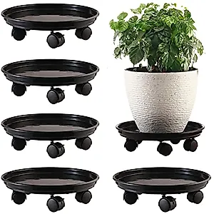 5 Packs Large Plant Caddy with Wheels 15" Rolling Plant Stands Heavy-duty Plastic Plant Roller Base Pot Movers Plant Saucer on Wheels Indoor Outdoor Plant Dolly with Casters Planter Tray Coaster Black