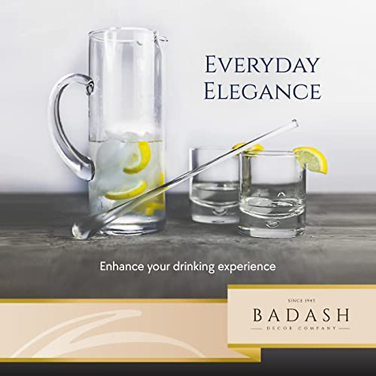 Badash Crystal Glass Pitcher - 9.75” Tall Mouth-Blown Lead-Free Crystal Glass Pitcher - 48 oz. Cocktail Pitcher - Cylinder Pitcher for any Beverage