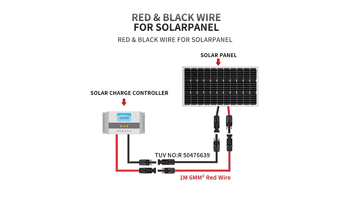 Solar Extension Cable, 3Feet 10AWG(6mm²) Solar Panel Extension Cable ...