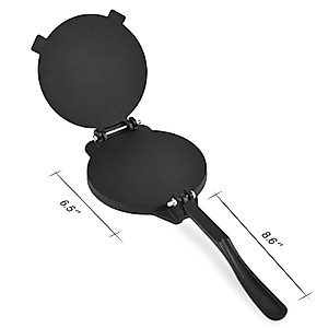 Cast Iron Tortilla Press Roti Maker - 6.5 inch Heavy Duty Tortillera Pataconera, Flour Tortilla Press, Taco Maker, Taco Press for make Indian style Chapati, Flour Tortilla, Roti, Black Gray
