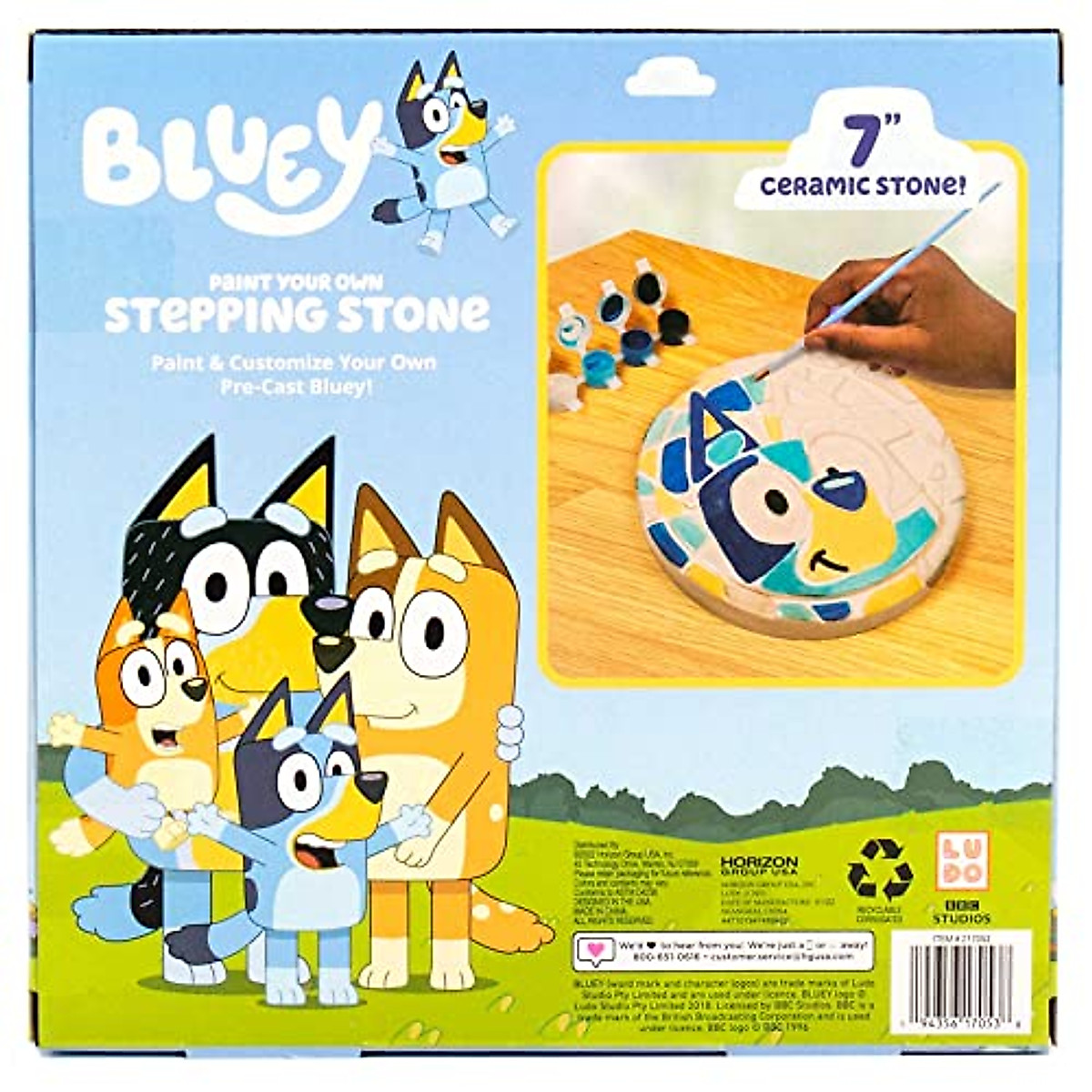 Bluey Paint Your Own Stepping Stone, Design 7 DIY Stepping Stone Art, Fun Stepping Stone Kit for Kids, Less Mess Paintable Stepping Stones Art Set, Great Summer Activity for Kids Ages 8, 9, 10, 11