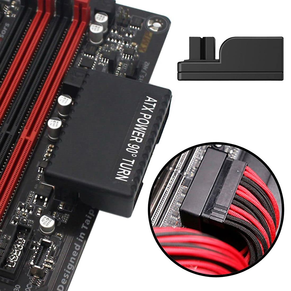 chenyang ATX 24Pin Male to Female 90 Degree Angled Mainboard PSU Power Supply Header Direction Gender Changer Connector Adapter Overmold Type