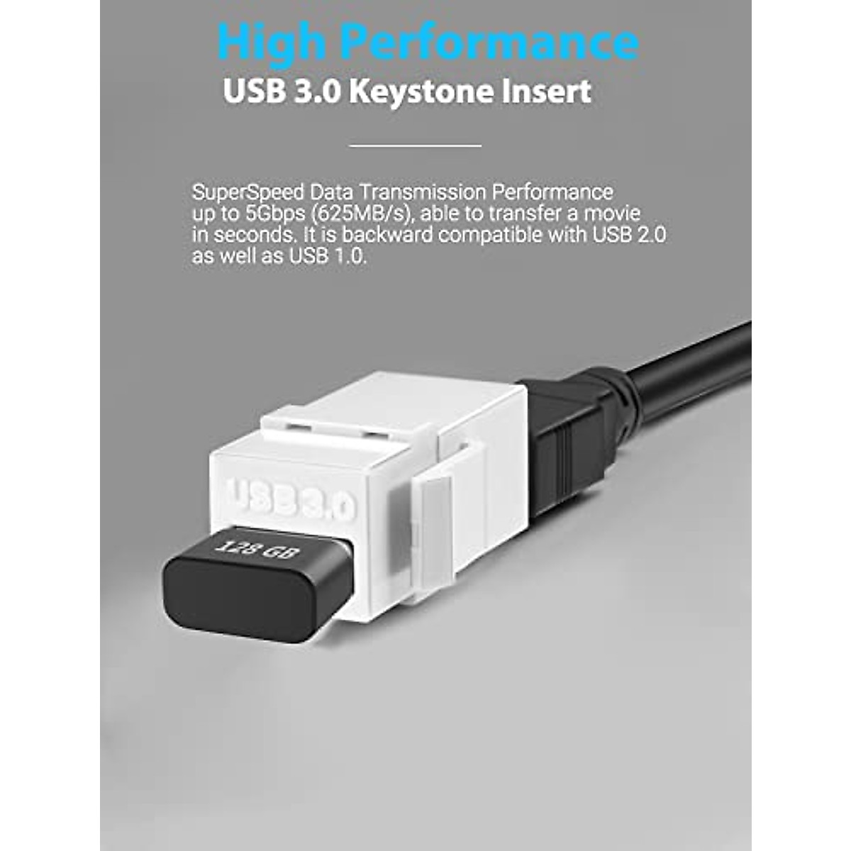 USB 3.0 Keystone Jack Inserts (5 Pack)