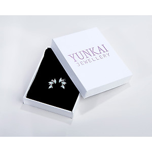 Sterling Silver Opal Stud Earrings for Women, Hypoallergenic Marquise Cut Birthstone Birthday Gift Fine Jewelry for Her Mothers Day