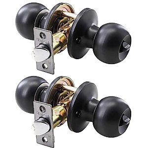 Rulart Door Knob Lock Key Bedroom - Keyed Door Knob Lock Interior and Exterior Bathroom Doorknob,Bedroom Entry Door Knobs with Lock and Key，Satin Stainless Steel Standard Door knob Lock（2 Pack）
