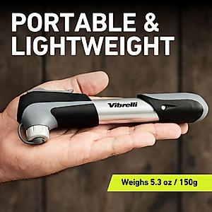 Mini Bike Pump & Glueless Puncture Repair Kit - Presta & Schrader Bicycle Pump - 120 PSI Tire Pump for Road & MTB - No Valve Changing Needed