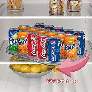 Lazy Susan Organizer Mezdbrud Lazy Susan for Refrigerator Rectangle Lazy Susan Turntable for Cabinet Countertop Dining Table Long 16.53 Large Capacity Clear Fridge Organizer Storage (Clear- 1 Tier)