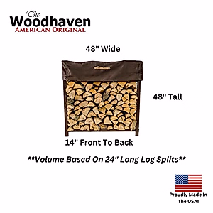 Woodhaven Brown 5 Foot 1/4 Cord Plus - Heavy Duty Indoor Outdoor Firewood Storage Log Rack And Optional Seasoning Cover - Metal Firewood Rack - Made in the USA (Cover)