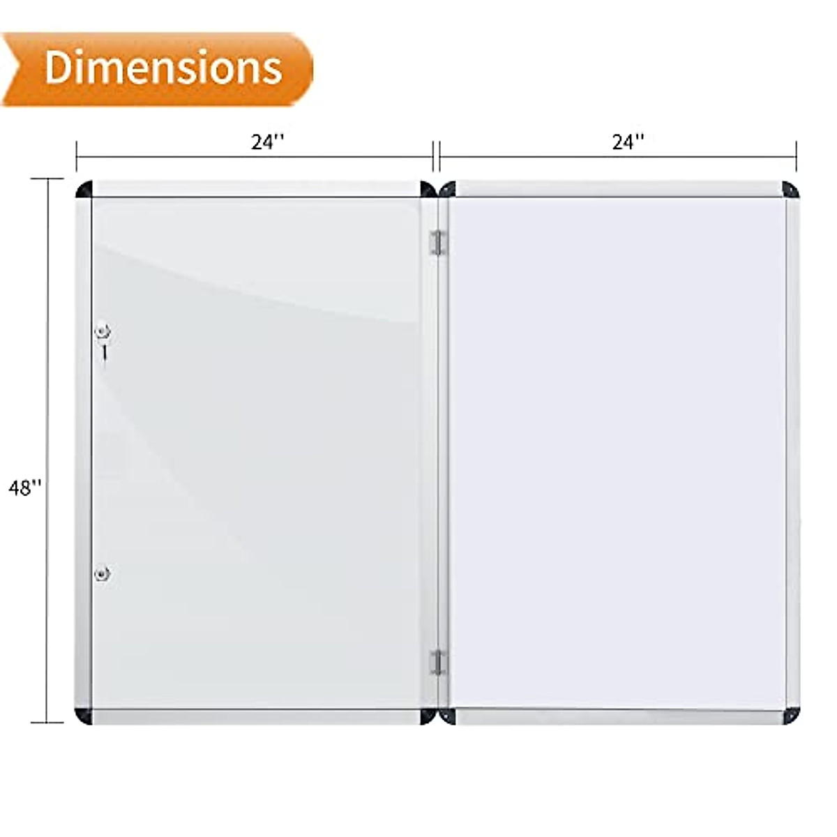 VIZ-PRO Tamperproof Lockable Magnetic Dry Erase Board Class 1 Aluminium Framed 48x24 Inches