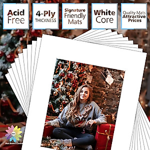 Mat Board Center, Pack of 10, Premier Acid-Free Pre-Cut 16x20 White Picture Mats for 11x14 Photos