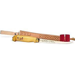 Fish 'N Fillet Knife - 7" Blade Length with Single Stage sharpener and Tooled Leather Sheath