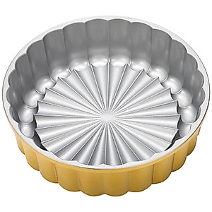 Goaste 9.5 Inch Charlotte Cake Pan, Reusable Mold Fluted Cake Pan, Nonstick Aluminium Cake Mold with Flower Shape for Cheese Cake, Chocolate Cake, Strawberry Shortcake, Brownie Tart Pie