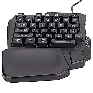 Deryang One-Handed Gaming Keyboard 35 Keys Waterproof Gaming Keyboard Wide Wrist Rest for Mobile Computer Gaming