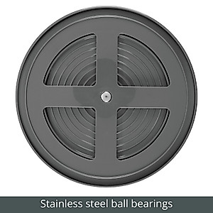 mDesign 2 Tier Lazy Susan Turntable Food Storage Container for Cabinets, Pantry, Fridge, Countertops - Raised Edge, Spinning Organizer for Spices, Condiments - 9" Round - Charcoal Gray/Chrome