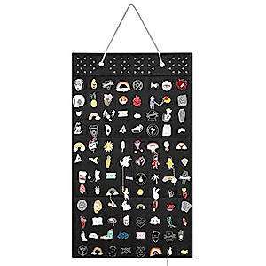 AROUY Wall Hanging Brooch Pin Display Organizer - Enamel Pin Display and Brooch Collection Storage Holder for Women or Men, up to 96 Pins (Organizer Only) (Black)