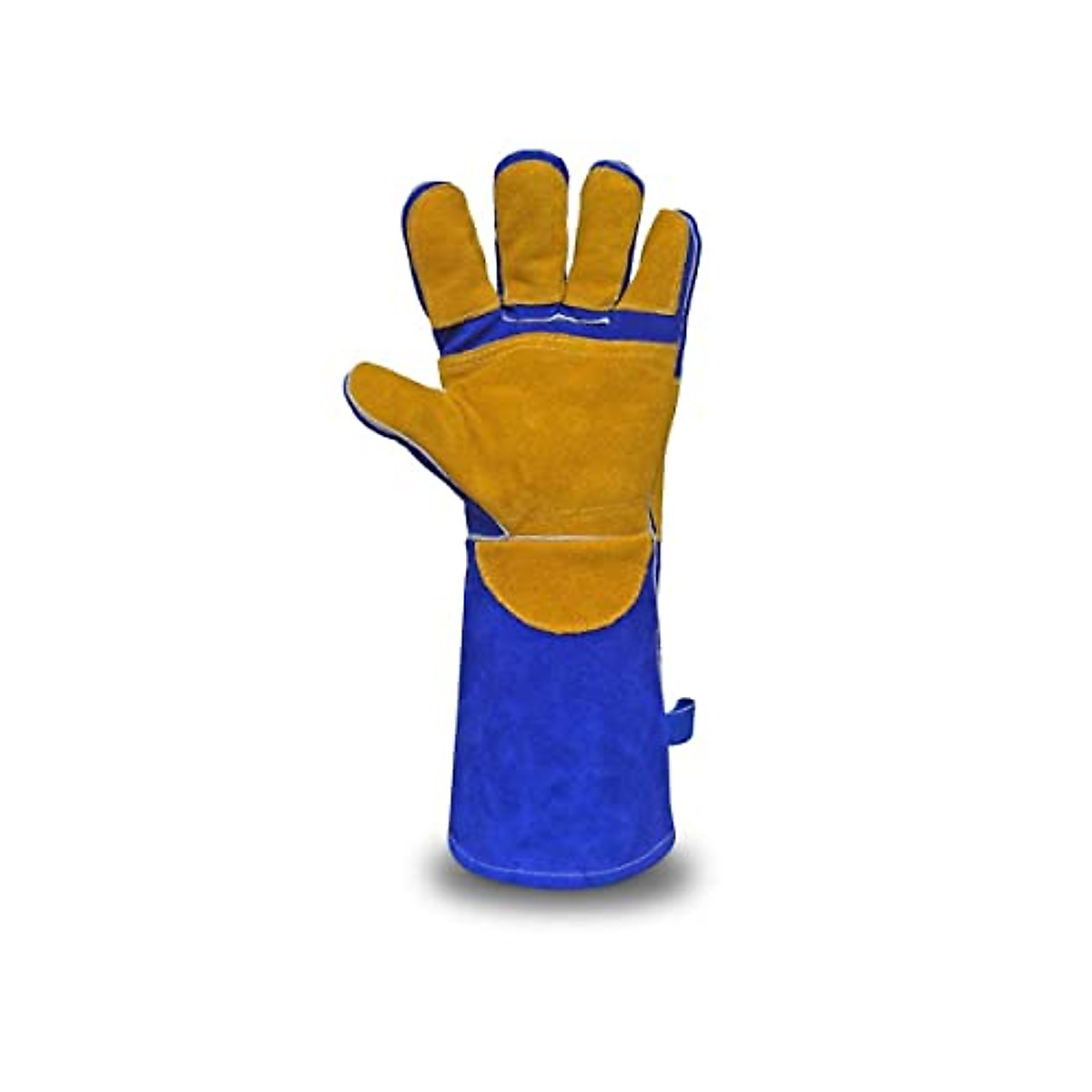 16 Inches Suede Leather welding gloves Fir/Heat Resistant Gloves for Tig welder, bbq Grill, woodstove, Mig Welding Etc. Heavy Duty Gloves in Blue by RUSH