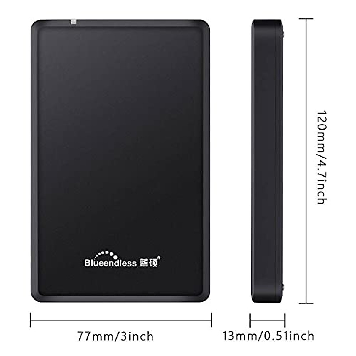 Blueendless Ultra Slim Portable External Hard Drive USB3.0 2.5" HDD Storage Compatible for PC, Desktop, Laptop (500GB)