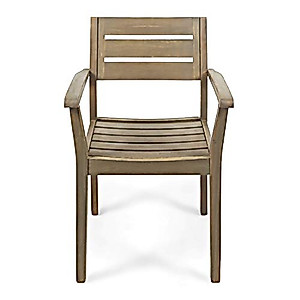 Christopher Knight Home 306673 Stanford Outdoor Dining Chairs | Acacia Wood | Gray Finish | Set of 2