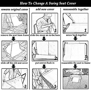 Izzybang 2/3 Seat Patio Swing Cover Chair Bench Replacement Cover for Swing Seat Waterproof Heavy Duty Swing Seat Cover, (L) x (W) 50.00 x 41.33 inch