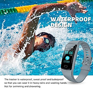 PUBU Fitness Tracker, Heart Rate Monitor Activity Tracker IP68 Waterproof with Sleep Monitor, Health Exercise Fitness Watch Step Counter Pedometer Walking Calories Burned for Women Men