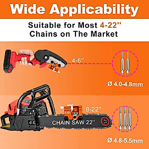 Chain Saw Sharpening Jig, Chain Saw Sharpener Tool with 5Pcs Tungsten Carbide Chainsaw Sharpener Bits, Portable Manual Chainsaw Chain Sharpening Jig Kit for 4"-22" Chain Saws, Keep Chain Saw Sharp