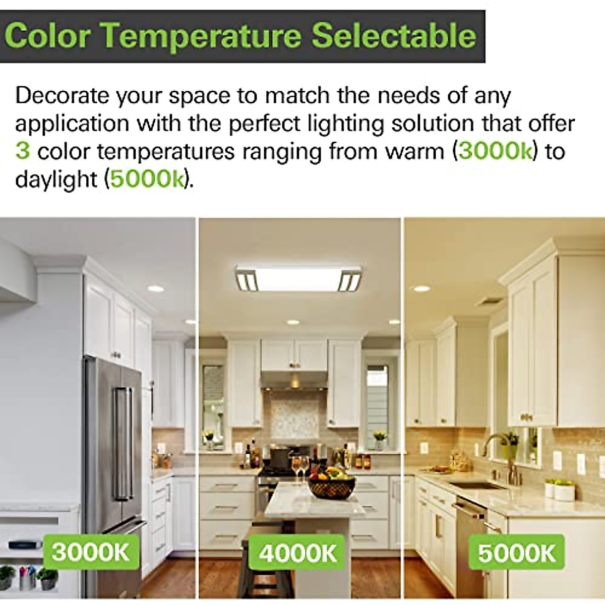 hykolity 2FT 3 CCT LED Flush Mount Puff Lights 30W, 3000lm, 3000K/4000K/5000K Selectable, 2 Foot Kitchen Ceiling Lights for Kitchen, Utility Room, Laundry, Fluorescent Replacement, 120-277V, ETL