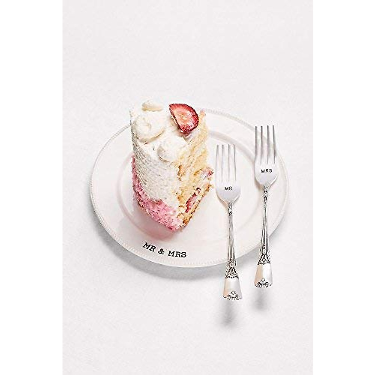 Mud Pie MRS, Plate and Fork Set, White