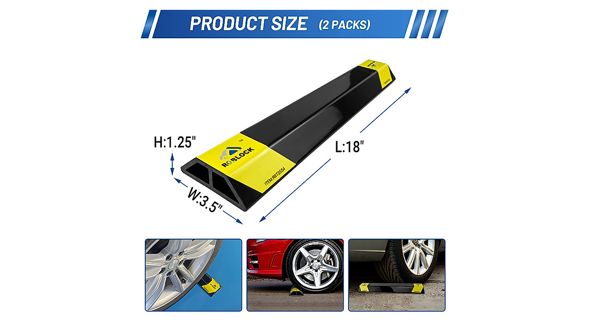 Roblock Heavy Duty Car Stoppers - Easy Garage Parking Aid (2 Pack)