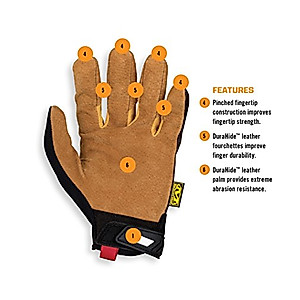 Mechanix Wear: The Original Durahide Leather Work Gloves with Secure Fit, Utility Gloves for Multi-purpose Use, Abrasion Resistant, Added Durability, Safety Gloves for Work (Brown, Large)