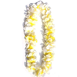 LITTLE FEATHER Large White Flower Leis for Tropical Hawaiian Luau Bridal Shower Party Favors,Pack of 6Pcs