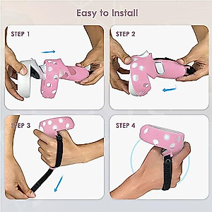 JYMEGOVR for Oculus Quest 2 Controller Silicone Cover, Protective Accessories for Meta VR Grips with 2 Silicone Button Covers, Multi Colors Soft Grips Skin (Pink for Grips)