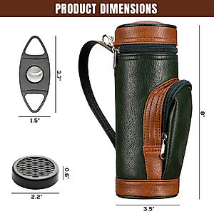 Onflow Cigar Humidor -Cigar Accessories with Cigar Cutter and Cigar Humidifier-Cigar Case Holds up to 8 Cigars-Cedar Wood Keep Cigars Fresh-Travel Humidor