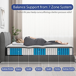 Kescas 8.5 Inch Spring Hybrid Twin Mattress -Bamboo Charcoal Cooling Gel Memory Foam, Moisture Wicking Cover, Edge Support - Pocket Innersprings for Motion Isolation - Made in North America
