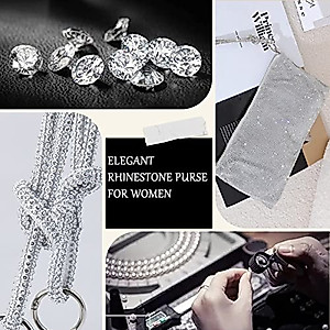 YUEARN Rhinestone Purse for Women, Sparkly Purse Evening Bag Bling Hobo Bag Shiny Silver Handbag for Clubs & Parties
