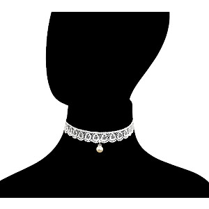 LINKY 10pcs White Lace Choker Necklace Women Jewelry Set (White)