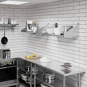 AmGood 30" Long X 18" Deep Stainless Steel Wall Shelf with Side Guards