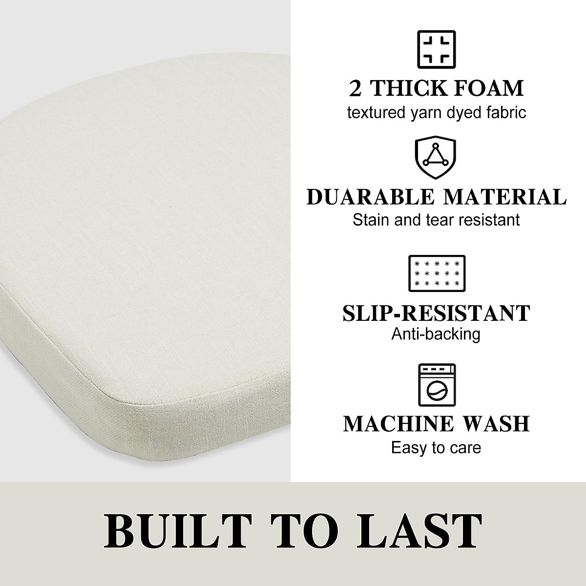 EzKamfort Chair Cushions for Kitchen Chairs - Memory Foam Chair Pads and Cushions Set of 4, Non Slip Chair Pads Cushion with Ties, Indoor Chair Cushion Dining Room Chair Pads Seat Cushion Dining Chair