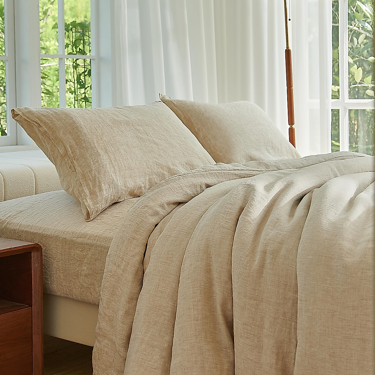 cebihy 100% Linen Duvet Cover Set King 3 Pieces, French Normandy Flax Linen, Cooling, Soft, and Breathable Linen Bedding Set - 1 Duvet Cover 90"x 104", 2 Pillowcases 20"x 40", Natural Linen