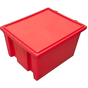 Akro-Mils 35231 Lid for 35225 and 35230 Plastic Nest and Stack Storage Tote, Red, (3-Pack)