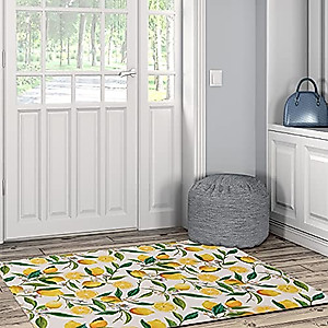 Linon The Anywhere Washable Rug Wesley Ivory/Yellow 3' X 5' Accent Rug