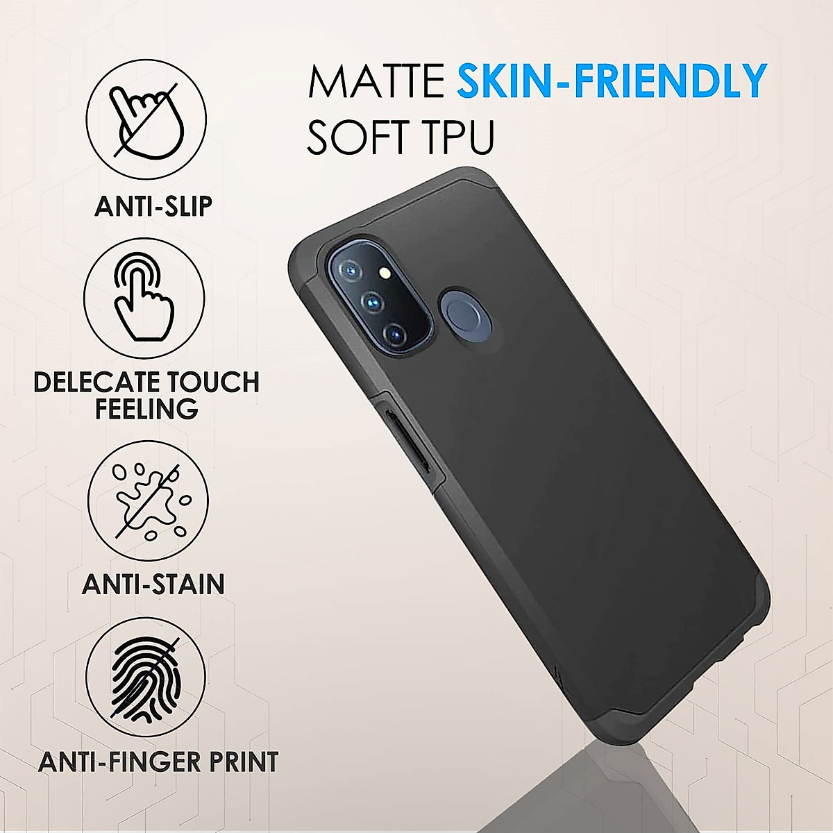 HRWireless Compatible for OnePlus Nord N100 Dual-Layer Strong Hybrid Black