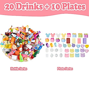 150Pcs Miniature Food Drinks Bottles Dollhouse Accessories 1:12 Mini Stuff Things Toy Set Dollhouse Pretend Kitchen Play Game Tiny Baking Hamburger Bread Ice Cream Cake Tableware
