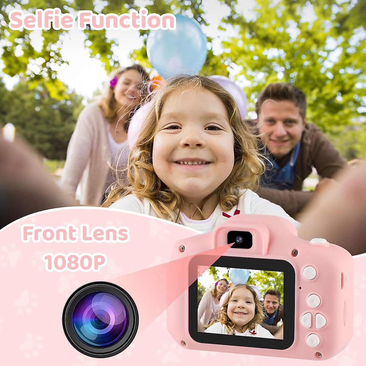 Kids Camera Toys for 6-12 Years Old Boys Girls,Toddler Camera with Protective Silicone Cover,HD Digital Video Cameras with Dual Lens 32GB SD Card,Christmas Birthday Gift for 6 7 8 9 10 11 12