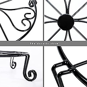 NSYOOMH 2 pack 10"-12" Rustproof Black Metal Plant Stands Heavy Duty Plants Holder Outdoor Indoor, Round Wrought Iron Flower Planter Pot Stand, Corner Gardening Pumpkin Stand