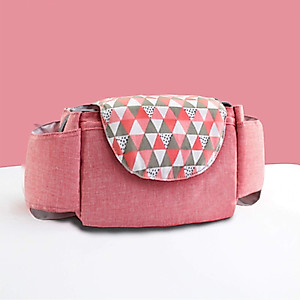 ZIOYCKL Baby Stroller Organizer with Insulated Cup Holders for Smart Moms,Diaper Storage,Secure Straps, Detachable Bag,Compact Design Fit All Strollers Fashionable&beautiful (Pink)