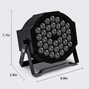 Missyee 36 RGB LED DJ Stage Uplight -DMX Control Sound Activated with Remote Control and 9 Modes LED for Wedding, Events, Christmas and Halloween Music Disco Party -R&D in USA-4 Pack