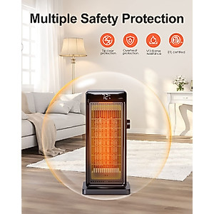 Space Heater, Tower Heater with Oscillation ECO thermostat, 1500W Portable Heater with Fan Only Mode & 24-Hours Timer, Overheat Tip-over Protection, Space heaters for Indoor Bedroom Office Use