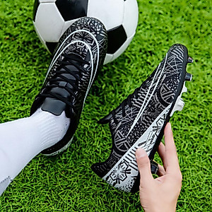 DHOVOR Mens Womens Soccer Cleats Non Slip Athletics Football Cleats Youth Football Boots Unisex Light-Weight Outdoor Soccer Shoes