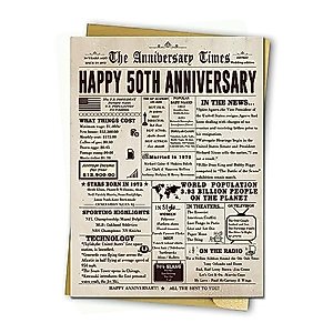 VvOoOvV Funny 50th Anniversary Decorations for Men Women, Happy 50th Anniversary Cards Gifts for Mom Dad, Large 50th Wedding Anniversary Card for Him Her